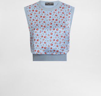 Dolce & Gabbana Small Rose-print Silk Tank Top - Frau Strickwaren Multicolor 44