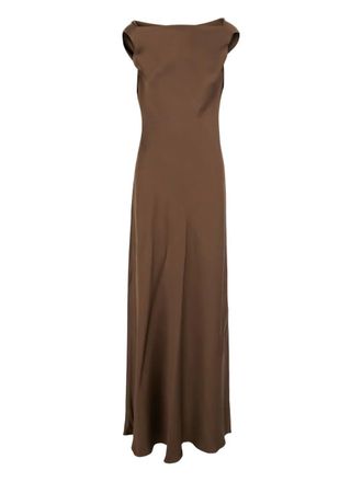 Antonelli robe longue Mara à col bénitier - Marron