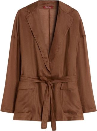 Max Mara Femme, Blouses et Chemises, Brun, Taille: 40 FR Rami&eacute; Belted Jacket