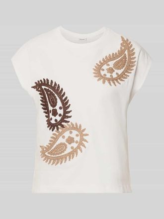 Stefanel T-Shirt mit Rundhalsausschnitt und Stitchings Modell RICAMO