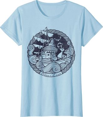 Disney Peter Pan Captain Hook Ship Stamp Graphic T-Shirt T-Shirt