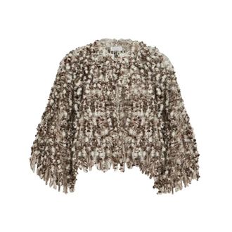 Brunello Cucinelli Veste &agrave; &eacute;paules d&eacute;structur&eacute;es col V - Femme - Pulls - Brun - Taille: 40 FR