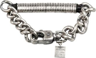 Goti Homme, Accessoires, Gris, Taille: M Bracelet &agrave; oeillets et cha&icirc;ne argent&eacute;e