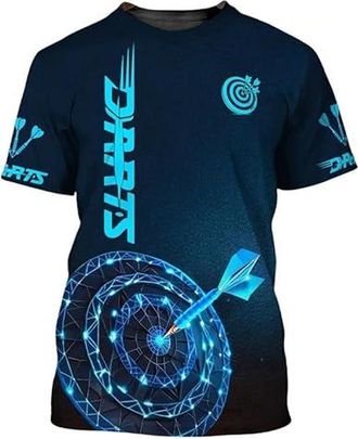 Keephen Hommes/Femmes Lancer Jeu Fléchettes 3D Imprimé Sports T-Shirts Cool Flame Fléchettes Motif Joueurs Uniforme Manches Courtes Pullover Tops