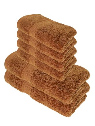 Julie Julsen Bio Duschtuch-Set 6 TLG. 2 Dusch- 4 Handt&uuml;cher Schokobraun 100% Baumwolle Frotte 550g/m&sup2;