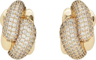 Self Portrait Femme, Accessoires, Jaune, Taille: ONE Size Gold Crystal Knot Earrings