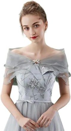 Generic NYSBH - Ch&acirc;le de soir&eacute;e pour femme - Couleur unie - Robe ch&acirc;le - Cape de mariage - L&eacute;g&egrave;re - Cache-&eacute;paules, gris, Taille unique