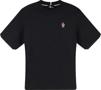 Moncler Femme, Tops, Noir, Taille: 36 FR Logo Cotton T-Shirt