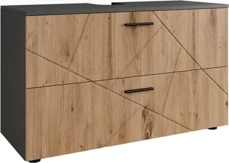 Vicco Waschbeckenunterschrank Irma, Anthrazit/Goldkraft Eiche, 100.1 x 60.6 cm mit 2 Schubladen, Vicco