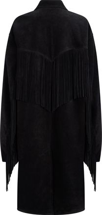 R13 Suede With Fringe Coat - Black