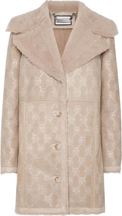 Philipp Plein Femme, Manteaux, Beige, Taille: 42 FR Manteau Monogram