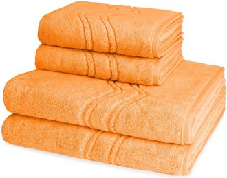 ROSS 4 teiliges Frottier-Set - Cashmere Feeling (2 X Handtuch 2 X Duschtuch im Set) - 520 g/m2 - Baumwolle - Walkfrottee - saugstark - weich und flauschig 