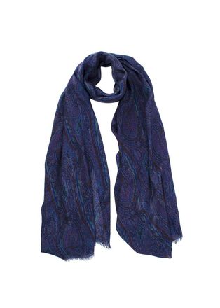 Etro Purple Cashmere Blend Paisley Scarf