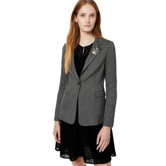Liu Jo Pied-de-Poule Blazer mit abnehmbarer Steinbrosche - - Jackets - Damen - Grau - 2XL