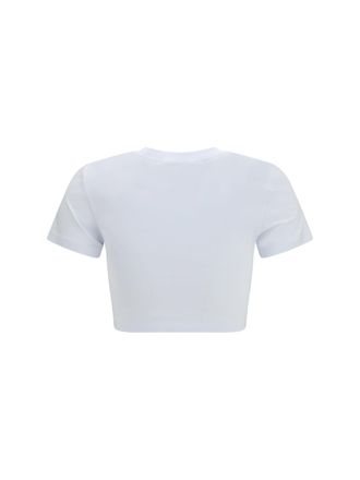 Fiorucci Womens Angels Patch Cropped T-Shirt White Cotton; Elastane T-Shirts And Polos