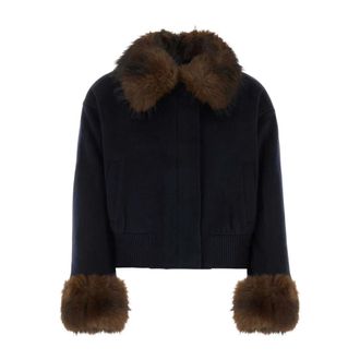 Self Portrait Wollmischungs-Bomberjacke - - Jackets - Damen - Blau - S