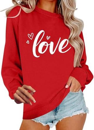 Generic Sweat-shirt graphique pour couple pour femme, mignon, manches longues, coupe ample, col rond, pull pour femme, confortable &agrave; manches longues, tuniques