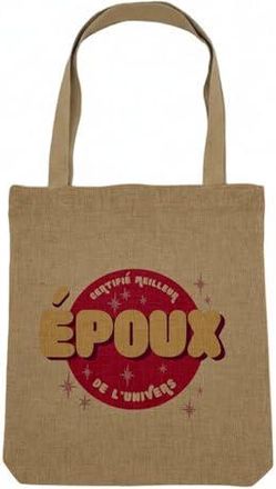 Fabulous Sac Shopping Tote Bag Aspect Lin - Certifi&eacute; meilleur Epoux de lunivers Cercle Famille Mari Mariage - Sac de Courses Toile Epaisse 360g Beige Naturel C