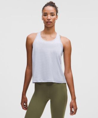 lululemon Swiftly Tanktop mit Mesh hinten f&uuml;r Frauen - Gr&ouml;&szlig;e 12 in Serene Blue