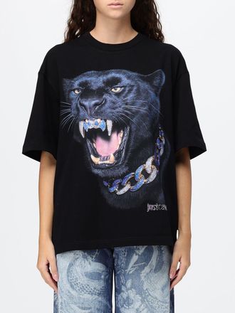 Just Cavalli T-shirt coupe d&eacute;contract&eacute;e en coton avec logo imprim&eacute; et &eacute;paules tombantes