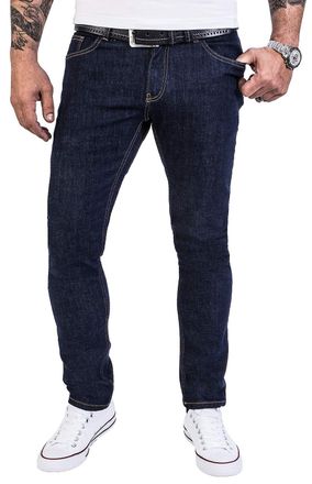 Rock Creek Herren Jeans Hose Regular Slim Stretch Jeans Herrenjeans Herrenhose Denim Stonewashed Basic Stretchhose Raw RC-2138 Dunkelblau W38 L30