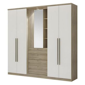 Vente-Unique Vente-unique - Armoire isak ii - 4 portes - Miroir et tiroirs - L240 cm - Ch&ecirc;ne et ivoire