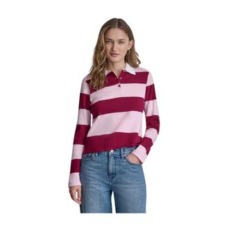 DKNY Langarm Poloshirt mit Streifen - - Tops - Damen - Rosa - L