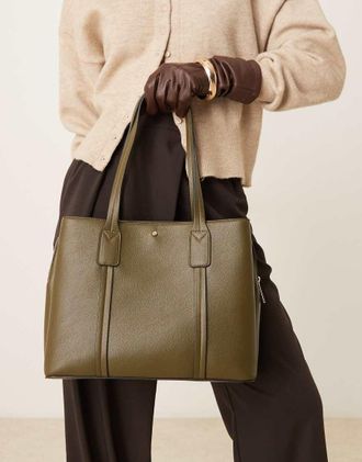 Accessorize Schultertasche in Olivgr&uuml;n mit Web-Riemen