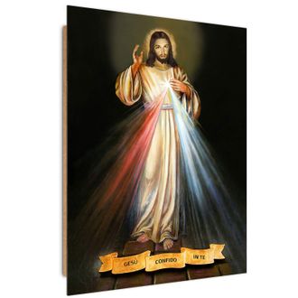 Feeby Deco Panel Jesus Bild Kunstdruck modern Barmherzigkeit mehrfarbig 60x90 cm