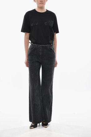 Givenchy Wide Leg Jeans With Raw Hem Detail And 30cm Belt Givenchy