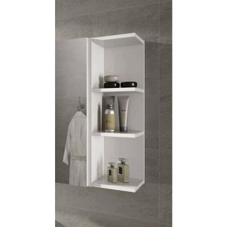 Dmora Armoire murale de salle de bains Tacoma, Meuble colonne suspendu pour salle de bain, Meuble dangle avec 3 &eacute;tag&egrave;res ouvertes, cm 20x20h65, Blanc