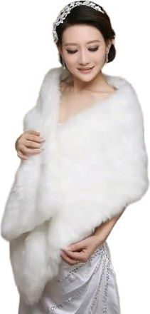 Generic NYSBH Faux ch&acirc;le de mariage doux et &eacute;pais Ivoire 1,78 m de long Cape de mari&eacute;e Accessoire de f&ecirc;te formelle