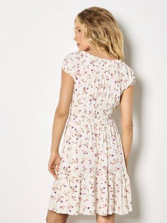 Apricot Minikleid Vintage-Mini-Kleid. mit Blumenmuster