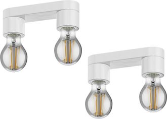 LEDs Com 2 Stück Deckenleuchte ELEKTRA, 2-flammig, Porzellan, weiß glänzend, inkl. E27 Lampen, je 370lm, extra-warmweiß