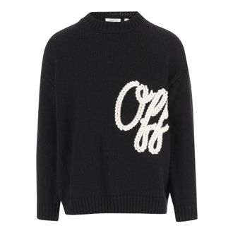 Off-white Wollpullover mit Logo-Schriftzug - - Knitwear - Herren - Schwarzk - S