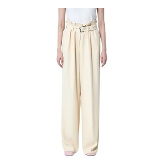 Dries Van Noten Verstellbare Hose aus Leinwandbindung mit G&uuml;rtel - - Trousers - Damen - Beige - L