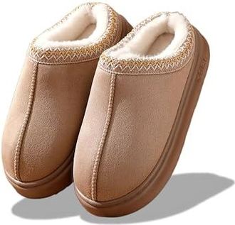 J&Elisabeth Chaussons pour femme dhiver ferm&eacute;s, chaussons femme en mousse &agrave; m&eacute;moire de forme, chaussons pour femme rembourr&eacute;s avec semelle antid&eacute;rapante, beige, 4