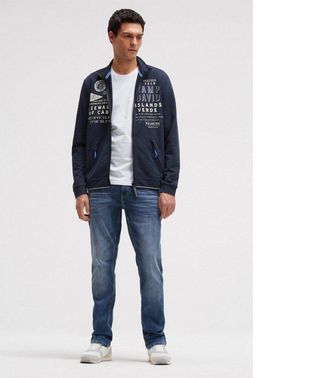 Camp David Sweatjacke Leichte Sweatjacke mit Label Prints blue navy mit reflektierenden Details
