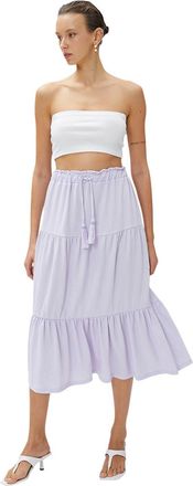 Koton Women Drawstring Tiered Midi Skirt
