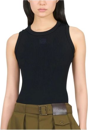 Loewe Femme, Tops, Noir, Taille: 38 FR Fitted Ribbed Tank Top