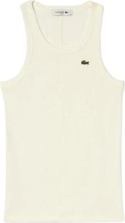 Lacoste Femme, Tops, Blanc, Taille: 34 FR D&eacute;bardeur en coton coupe slim