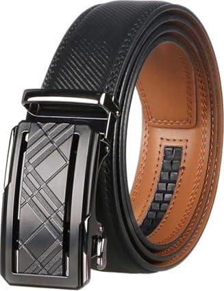 Generico Ceinture Pour Homme En Cuir De Vache V&eacute;ritable Avec Boucle Automatique, Noir, 130