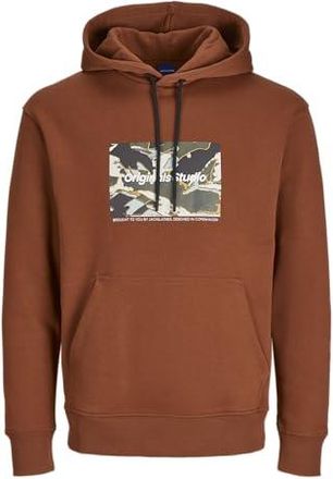 Jack & Jones Jack & Jones Sweat &agrave; Capuche imprim&eacute; pour Homme, Marron, XL