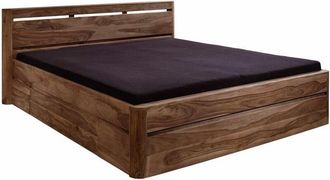 Massivmoebel24 Bett mit Schublade Sheesham 160x200 smoked cherry gebeizt TORONTO 161