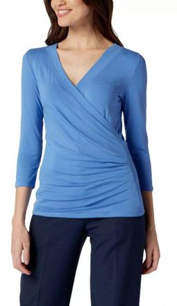 Lauren Ralph Lauren Blusentop Bluse im Wickel-Look Shirt Slim Fit Bluse, glattes Gewebe, V-Ausschnitt, 3/4-&Auml;rmel