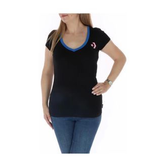 Converse Femme, Tops, Noir, Taille: 36 FR T-shirt noir avec &eacute;toile Chevron