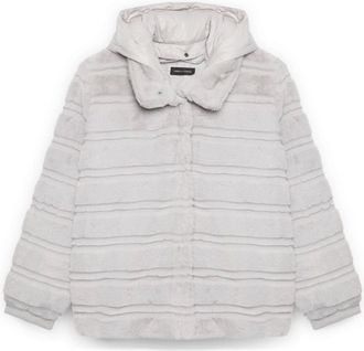 Fiorella Rubino Femme, Vestes, Gris, Taille: 50 FR Veste Douillette avec Bavette Amovible