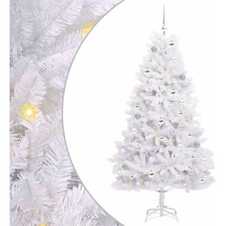 vidaXL K&uuml;nstlicher klappbarer Weihnachtsbaum Wei&szlig; 180 cm PVC und Stahl vidaXL