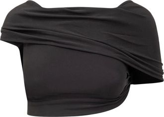 Casablanca Femme, Tops, Noir, Taille: 42 FR Crepe Draped Crop Top