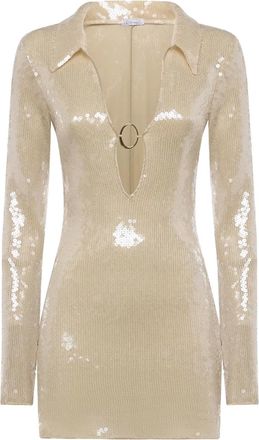 Os&eacute;ree robe courte &agrave; d&eacute;tail danneau et sequins - Tons neutres